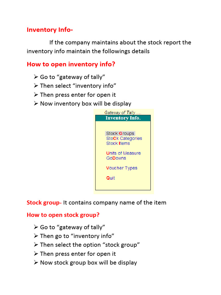 Tally Inventory Management Guide | PDF | Supply Chain Management ...