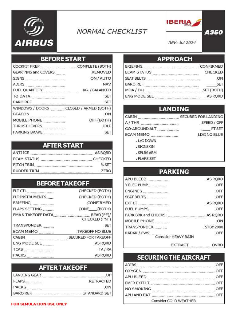 A350-Normal Checklist | PDF | Aerospace | Transport