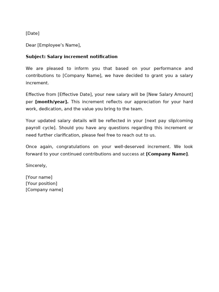 Salary Increment Letter | PDF