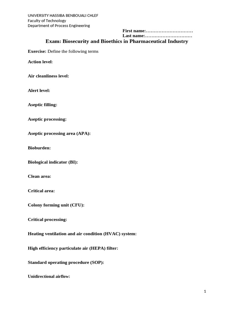 Exam Biosecurity | PDF