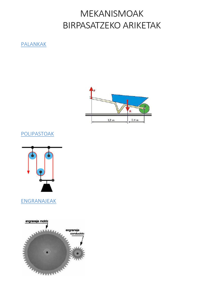 Mekanismoak. Birpasatzeko Ariketak. | PDF