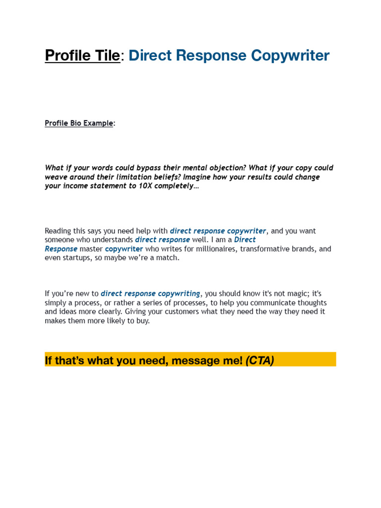 127 Upwork Profile Bio Template | PDF | Copywriting