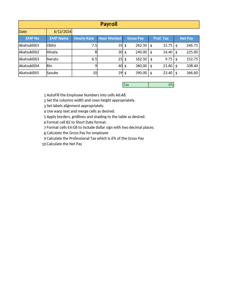 Calculate Employee Net Pay Assignments Practice | PDF