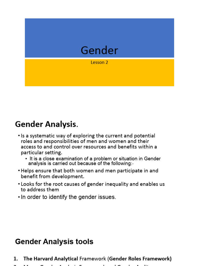 Gender Notes Lesson 2.Pptx | PDF | Gender Analysis | Gender Mainstreaming