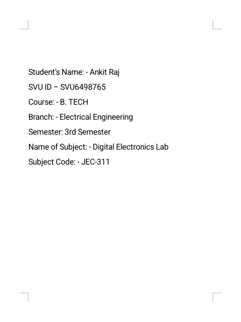 Digital Electronics Lab Experiments | PDF | Logic Gate | Electrical Engineering