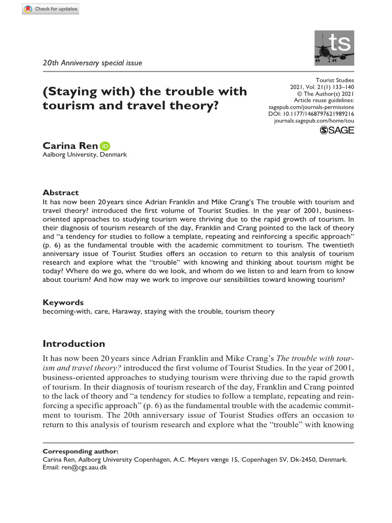 Ren, C. (2021) - (Staying With) The Trouble With Tourism and Travel ...