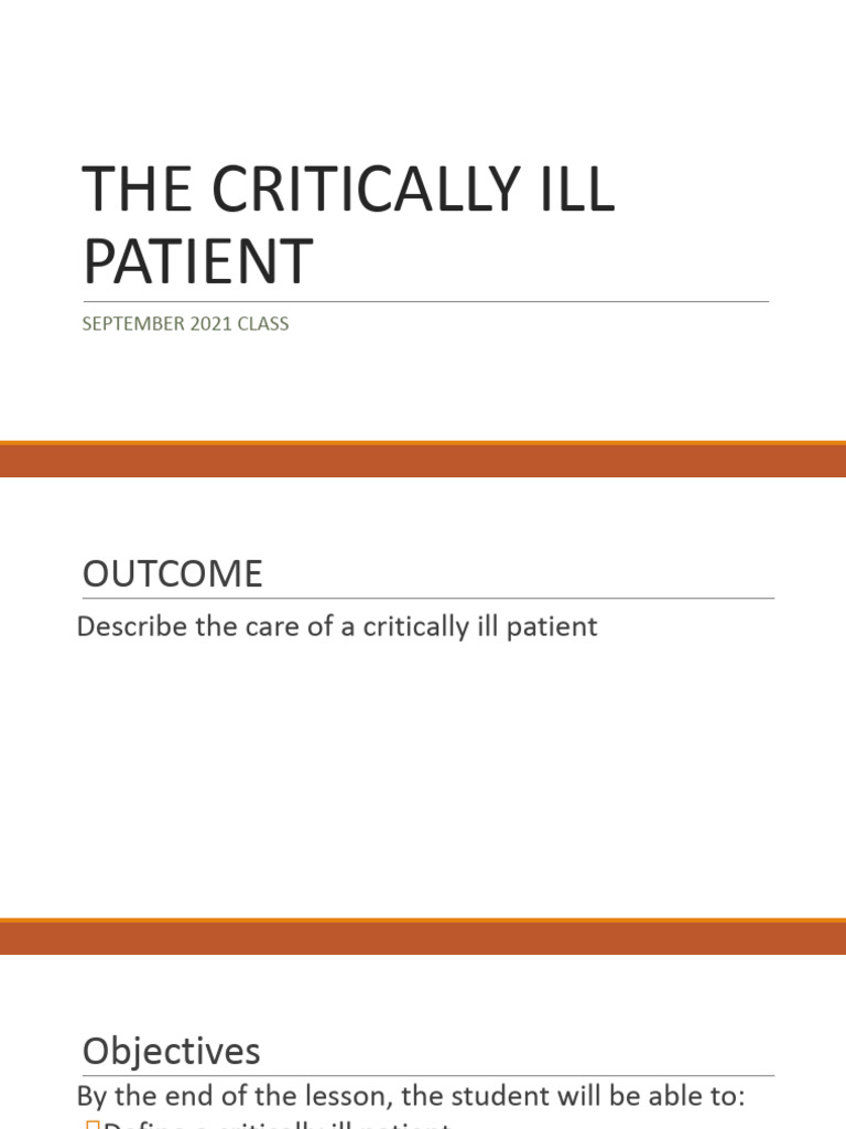 The Critically Ill Patient | PDF | Intensive Care Medicine | Sepsis