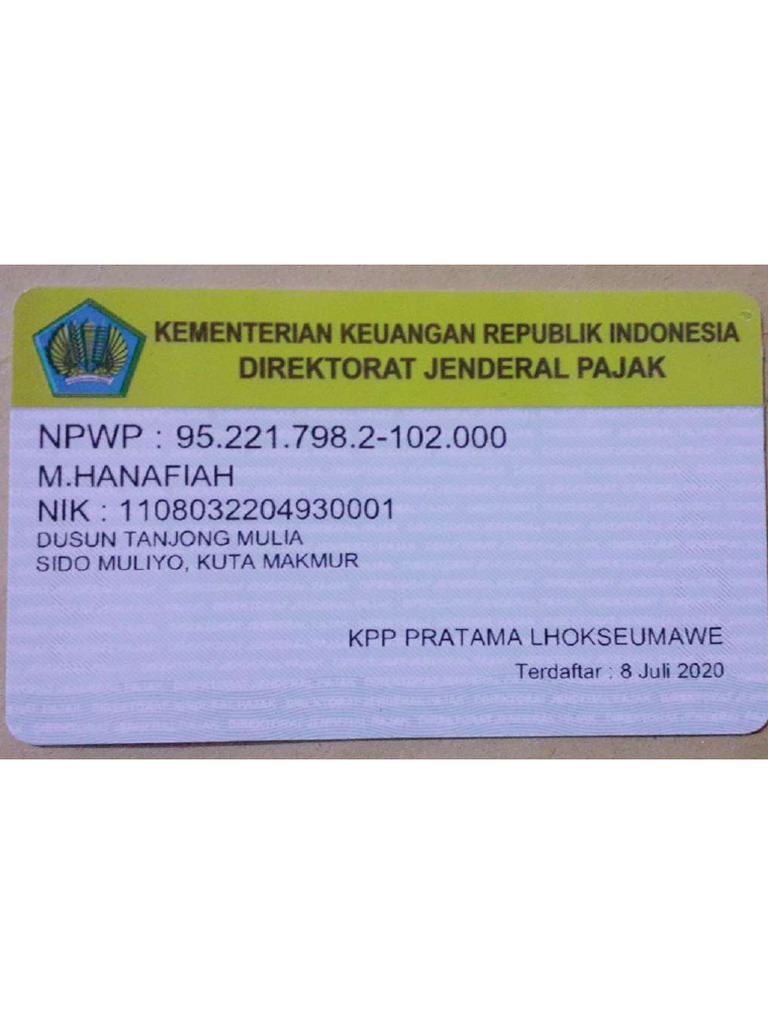 kartu npwp | PDF