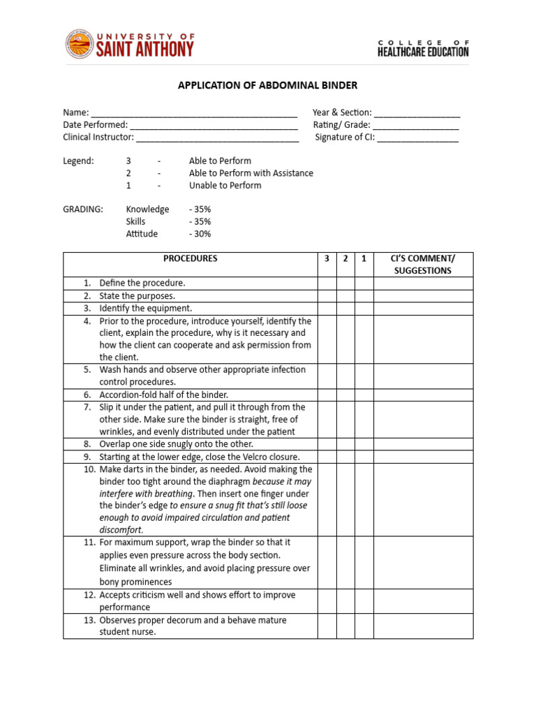 Abdominal Binder Application Guide | PDF