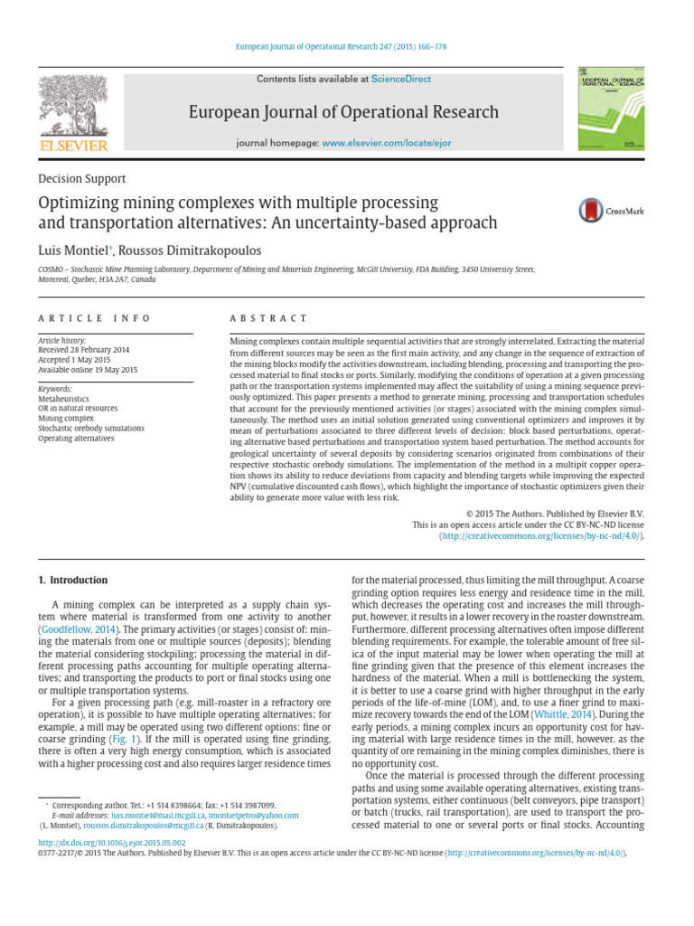 Optimizing Mining Complexes With | PDF | Mathematical Optimization | Mining