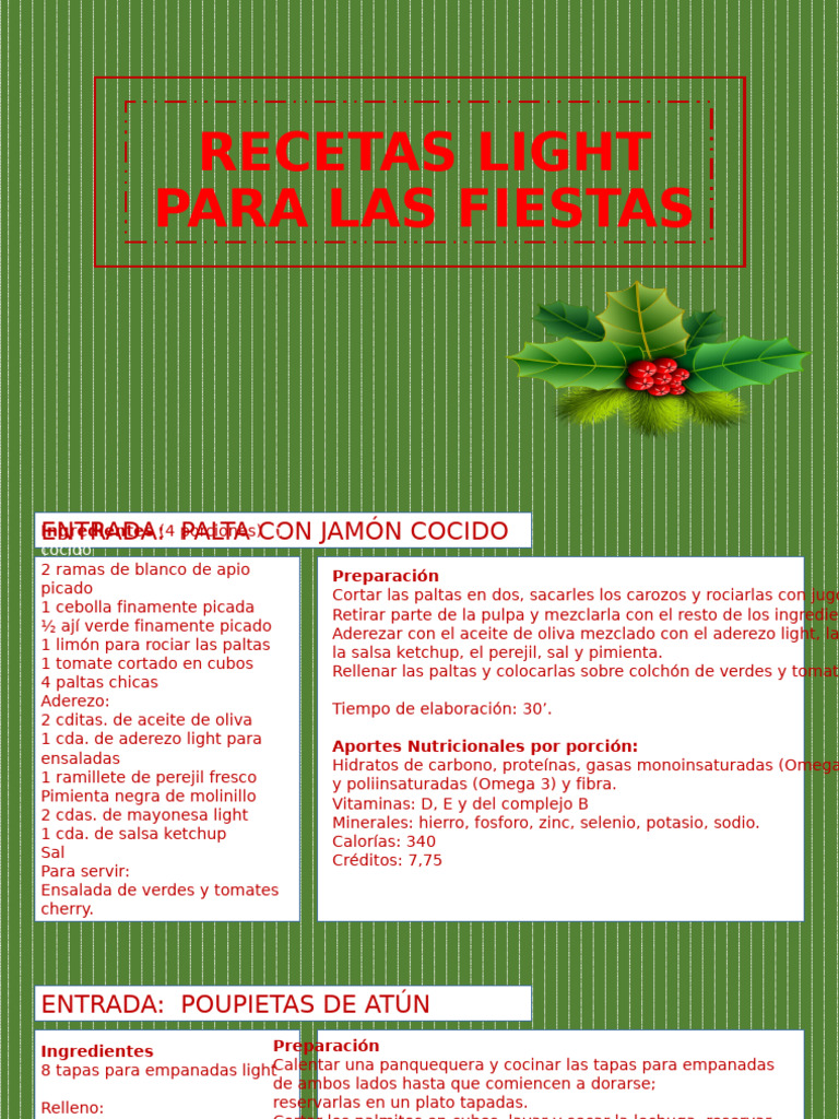 Recetas Light para Fiestas Saludables | PDF | Cocinando | ensalada
