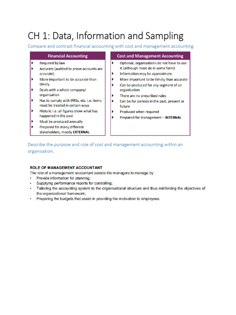 ACCA F2 Course - CH 1 To 3 | PDF | Big Data | Sampling (Statistics)