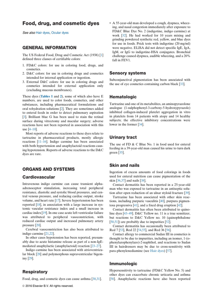 Food Drug and Cosmetic Dyes 2016 | PDF | Blood Pressure | Medical ...