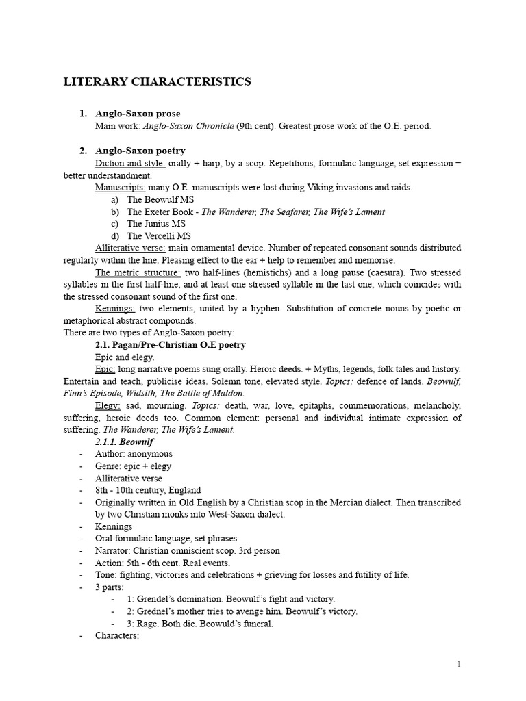 LI _ Literary characteristics | PDF | Beowulf | Poetry LI _ Literary characteristics | PDF | Beowulf | Poetry