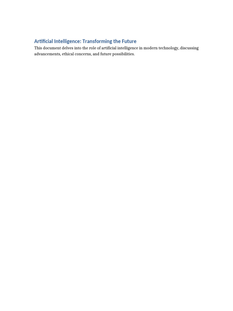 Artificial Intelligence Transforming the Future | PDF Artificial Intelligence Transforming the Future | PDF