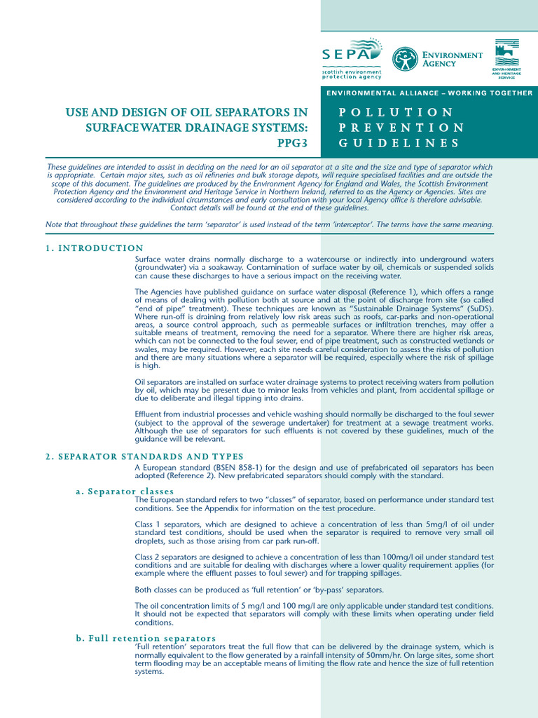 Oil Separator Guidelines for Drainage | PDF | Sanitary Sewer | Groundwater
