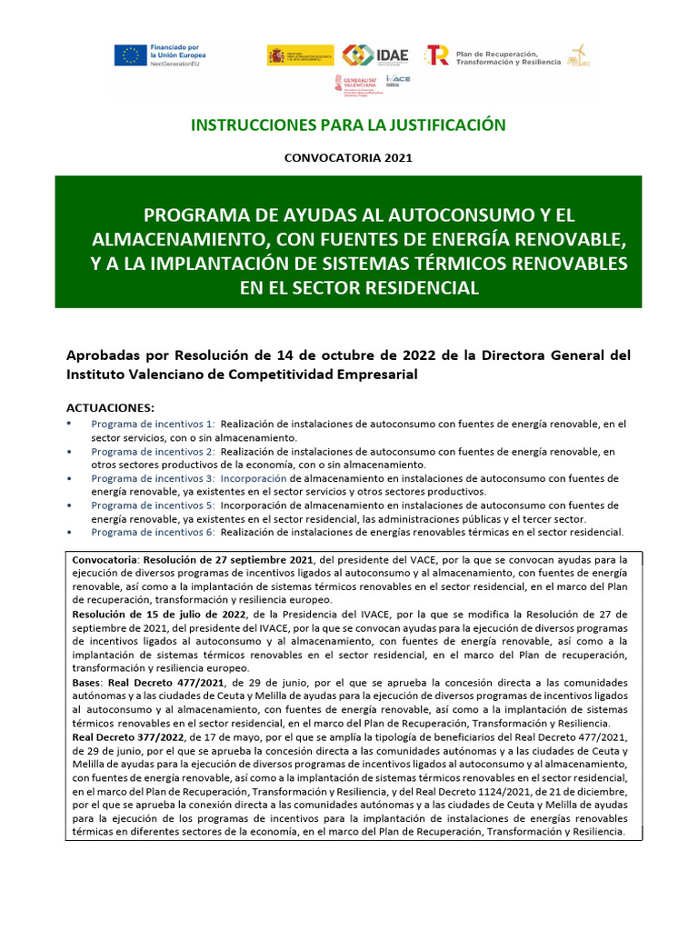 0 Instruc Justif Autoconsumo IDAE 2021 | PDF | Factura | Contralor