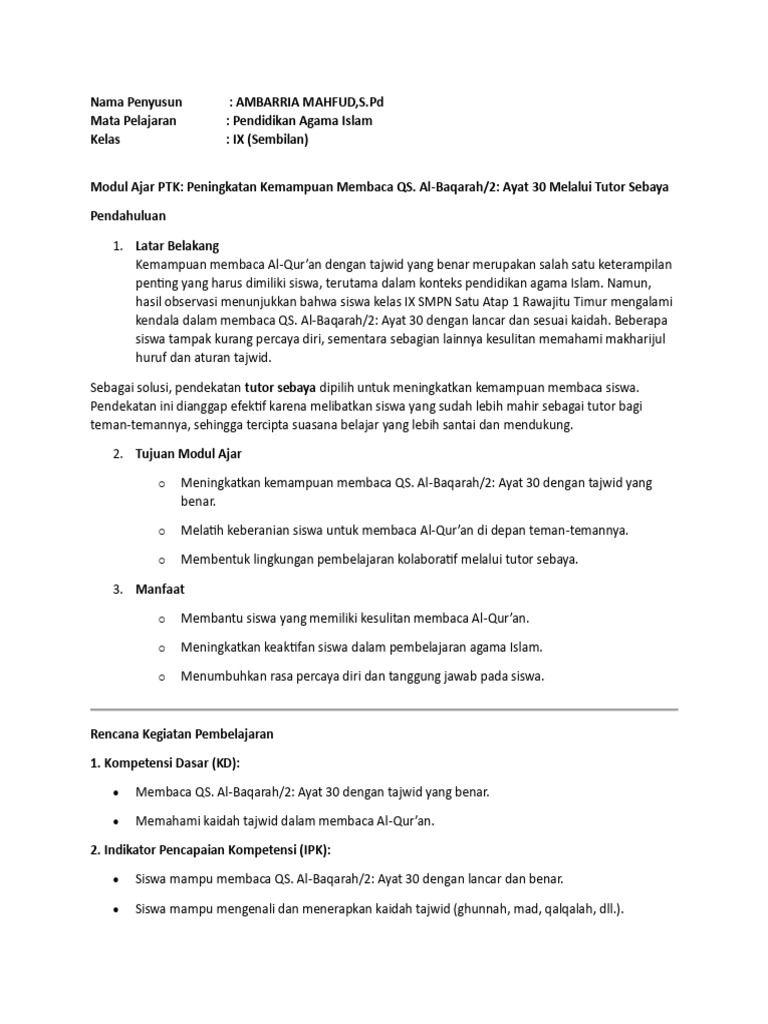 Modul Ajar PTK AMBAR | PDF