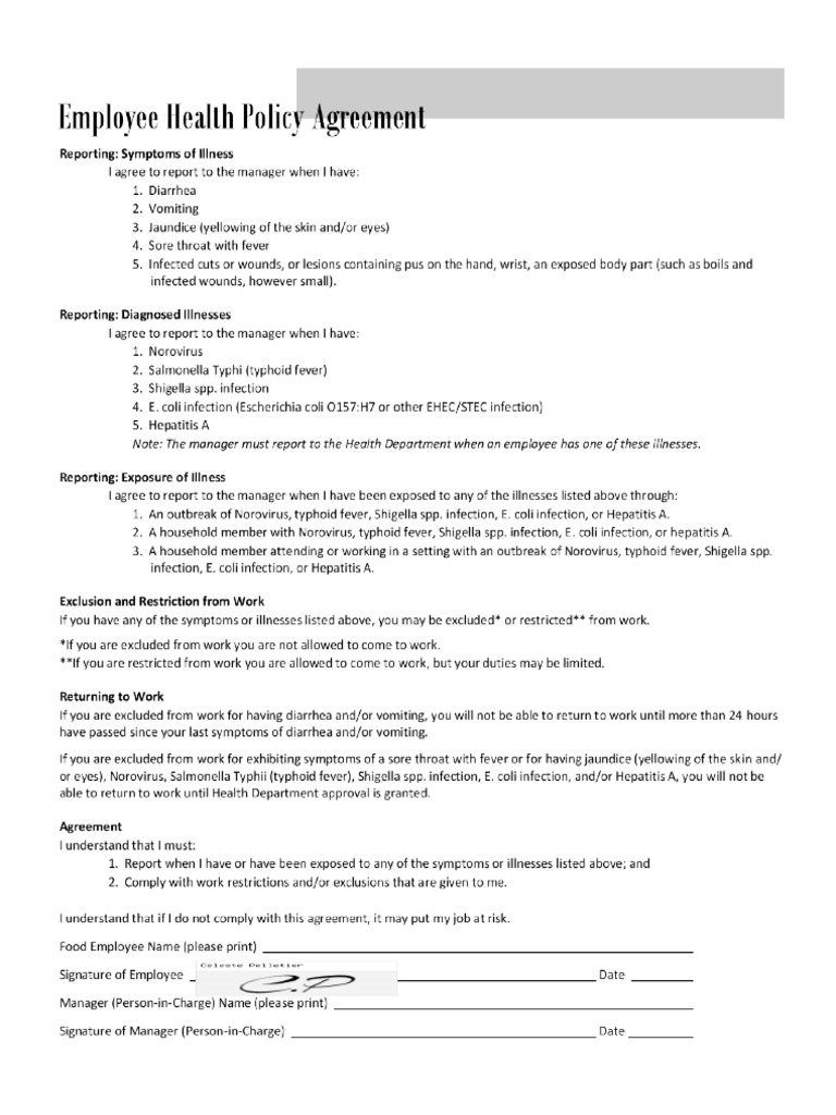 Employee Health Policy 7132256 | PDF