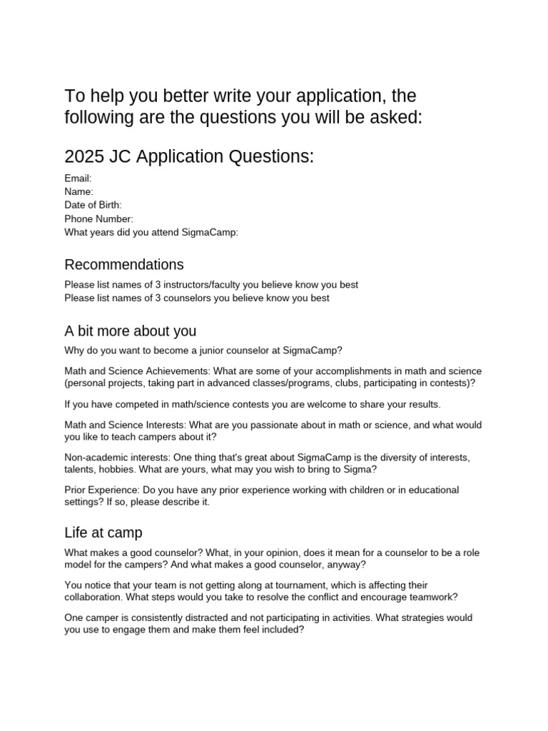 2025 JC Application Questions | PDF | Science | Cognition