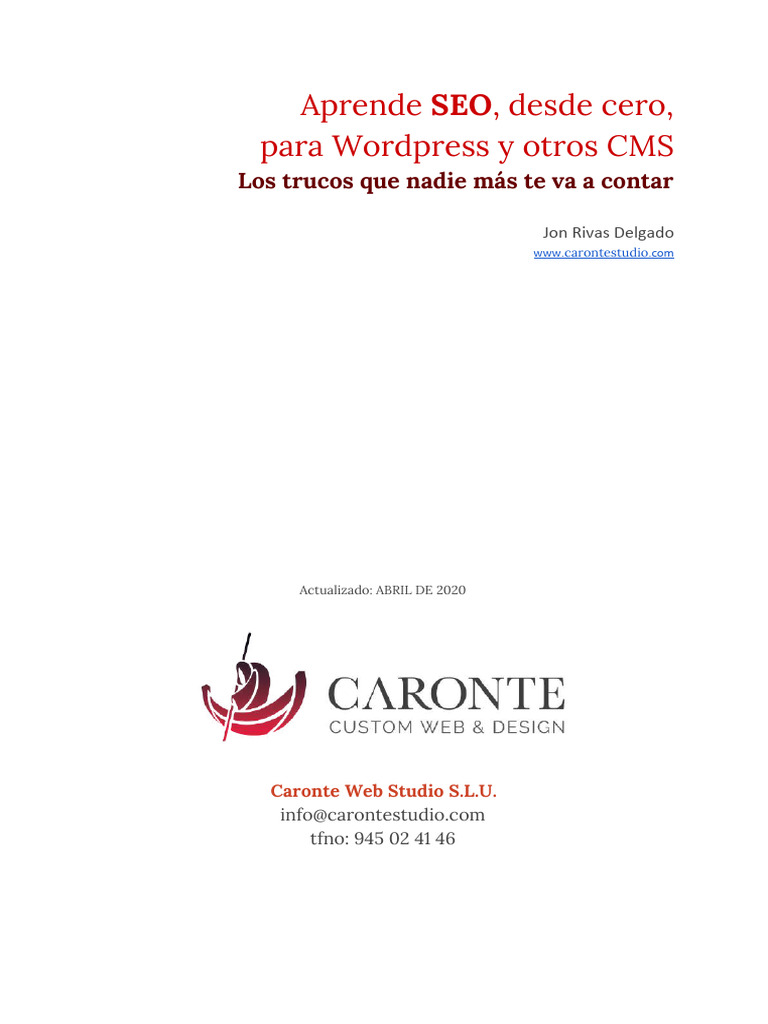 Aprende SEO, Desde Cero para Wordpress y Otros CMS Autor Jon Rivas Delgado | PDF ...