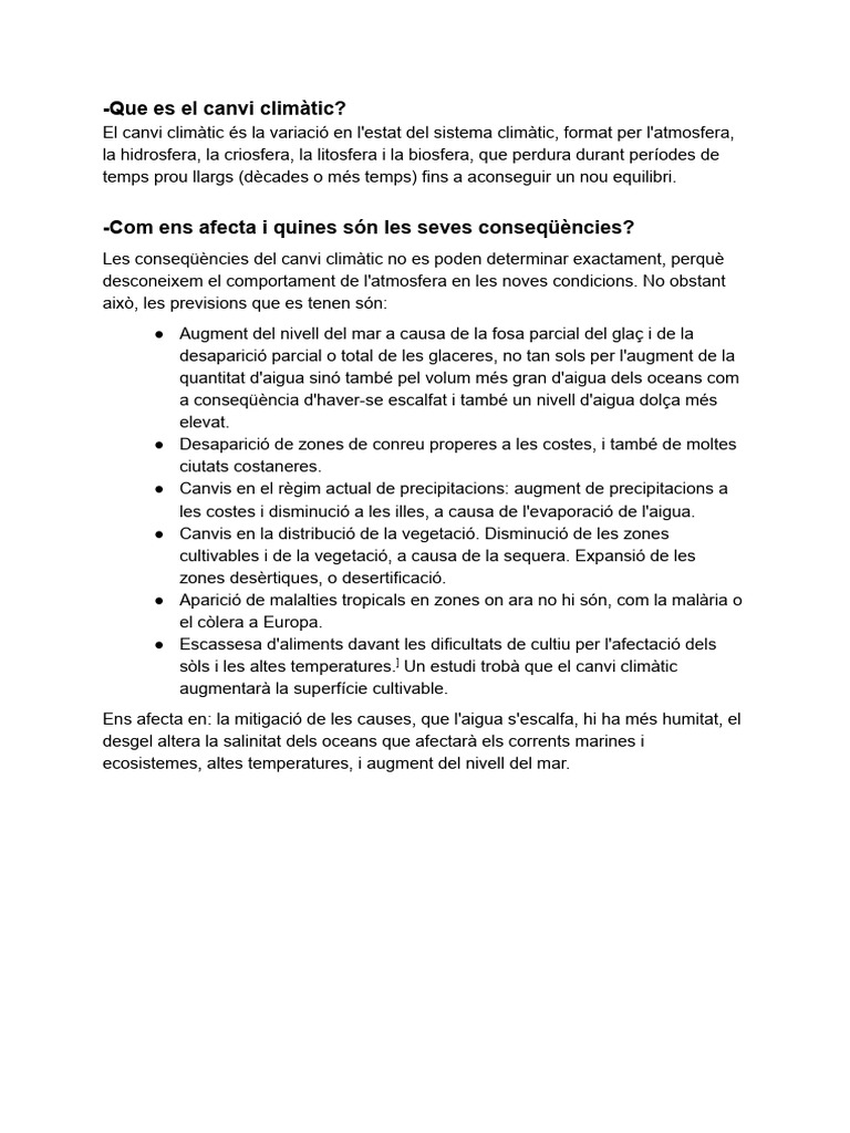 El Cambio Climatico | PDF