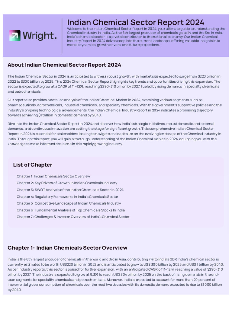 Indian Chemical Sector Report 2024 | PDF | Expense | Pollution