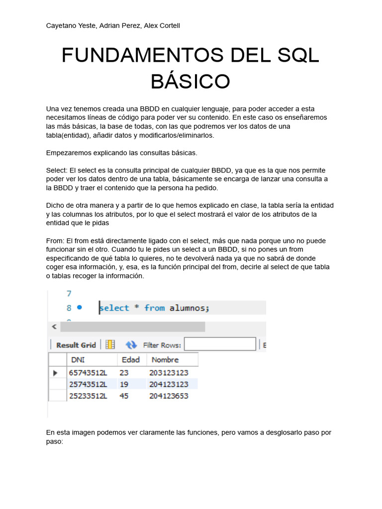 Fundamentos Del SQL Básico - Grupo 6 | PDF | Bases de datos | SQL