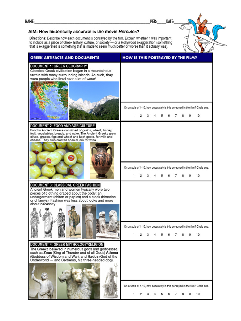 Hercules Film Handout PDF | PDF | Hades | Greek Mythology