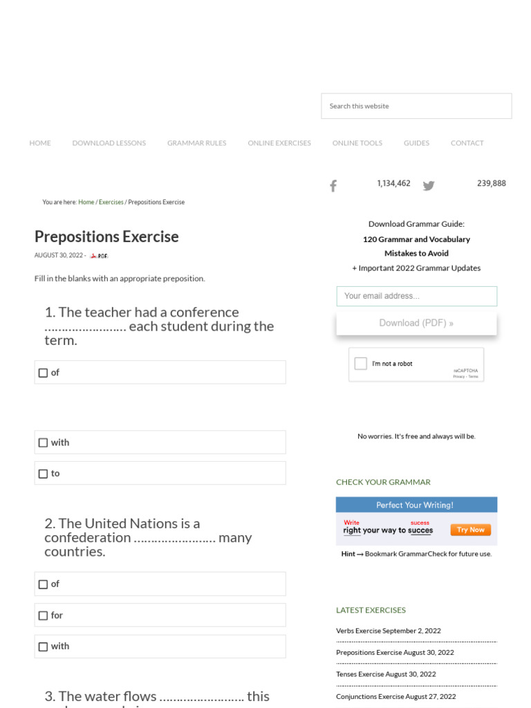 Prepositions Exercise1 | PDF | Semantic Units | Language Families