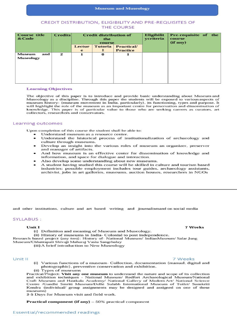 SEC Museum & Museology Syllabus | PDF | Museum | Museology