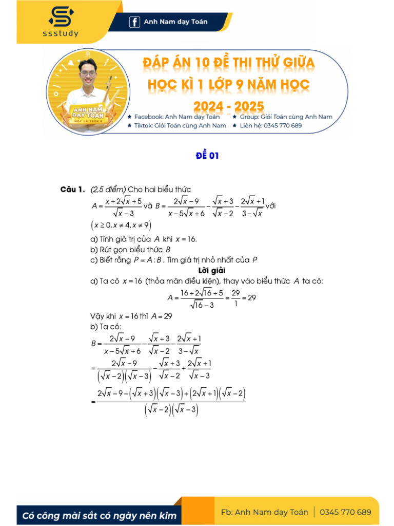 đáp án 10 đề thi gk1 | PDF