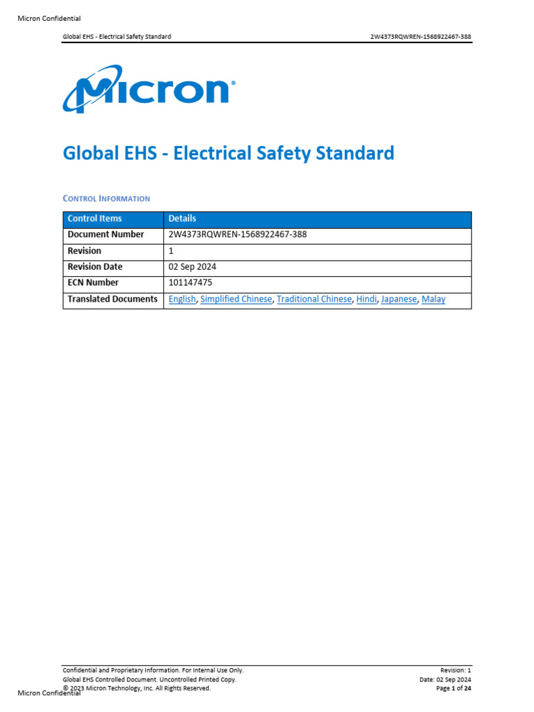 Global EHS Electrical Safety Standards | PDF | Safety | Electric Arc