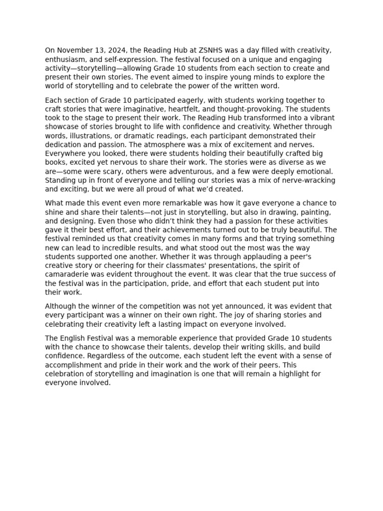 Narrative Report Big Book | PDF | Storytelling | Creativity