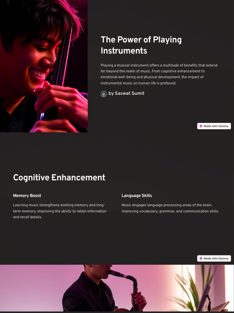 The Power of Playing Instruments | PDF | Neuroplasticity | Memory