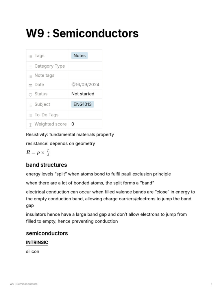 W9__Semiconductors | PDF | Semiconductors | Doping (Semiconductor)
