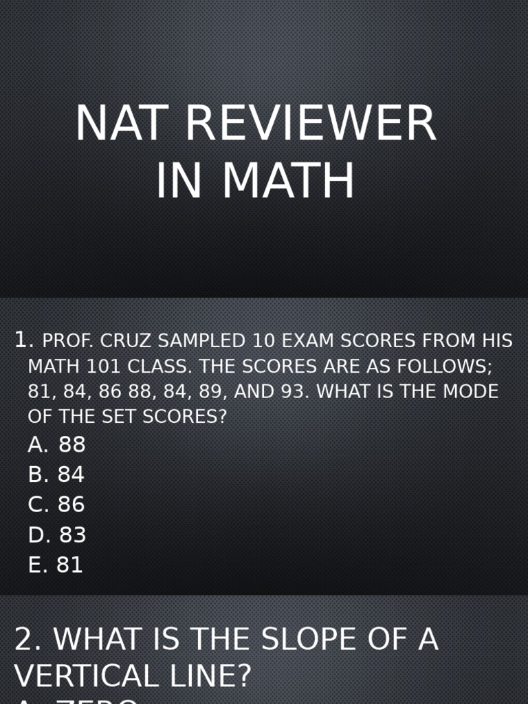 NAT REVIEWER IN MATH | PDF | Area | Mathematics