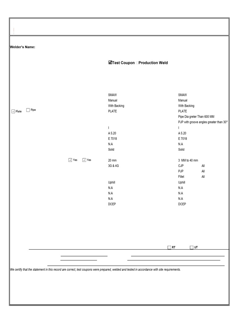 Welder Certificate (Draft) | PDF | Welding | Construction