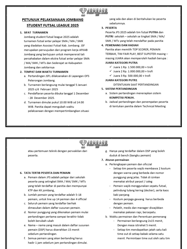 Petunjuk Pelaksanaan JFS | PDF