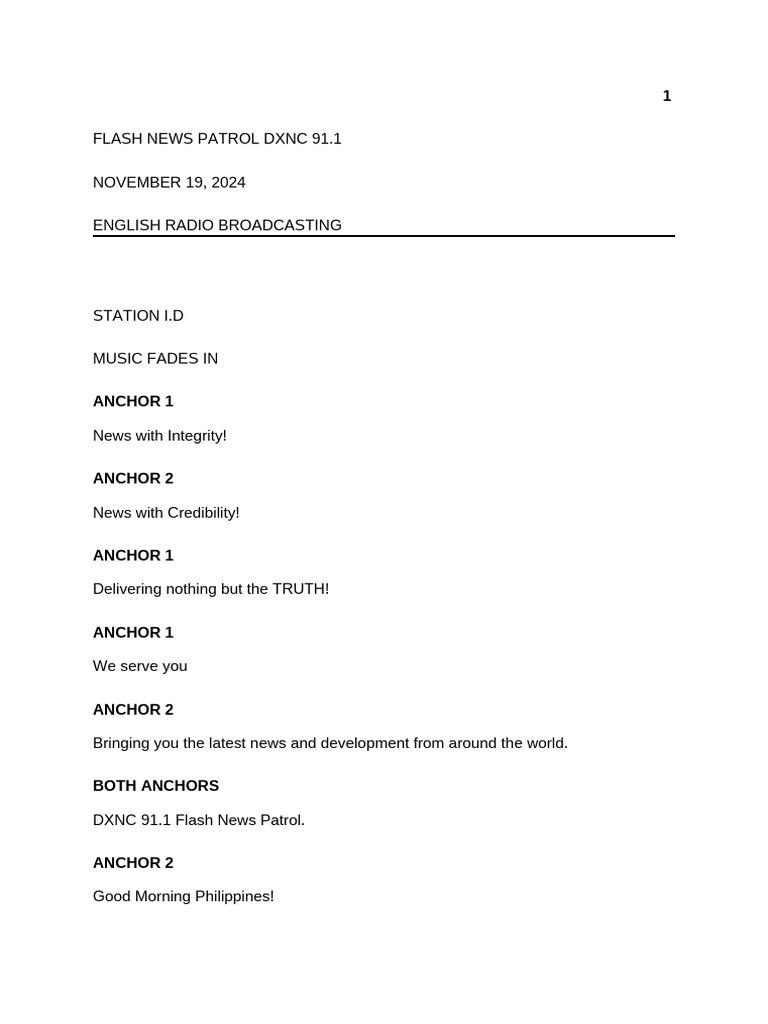 Seminar Broadcasting Script | PDF