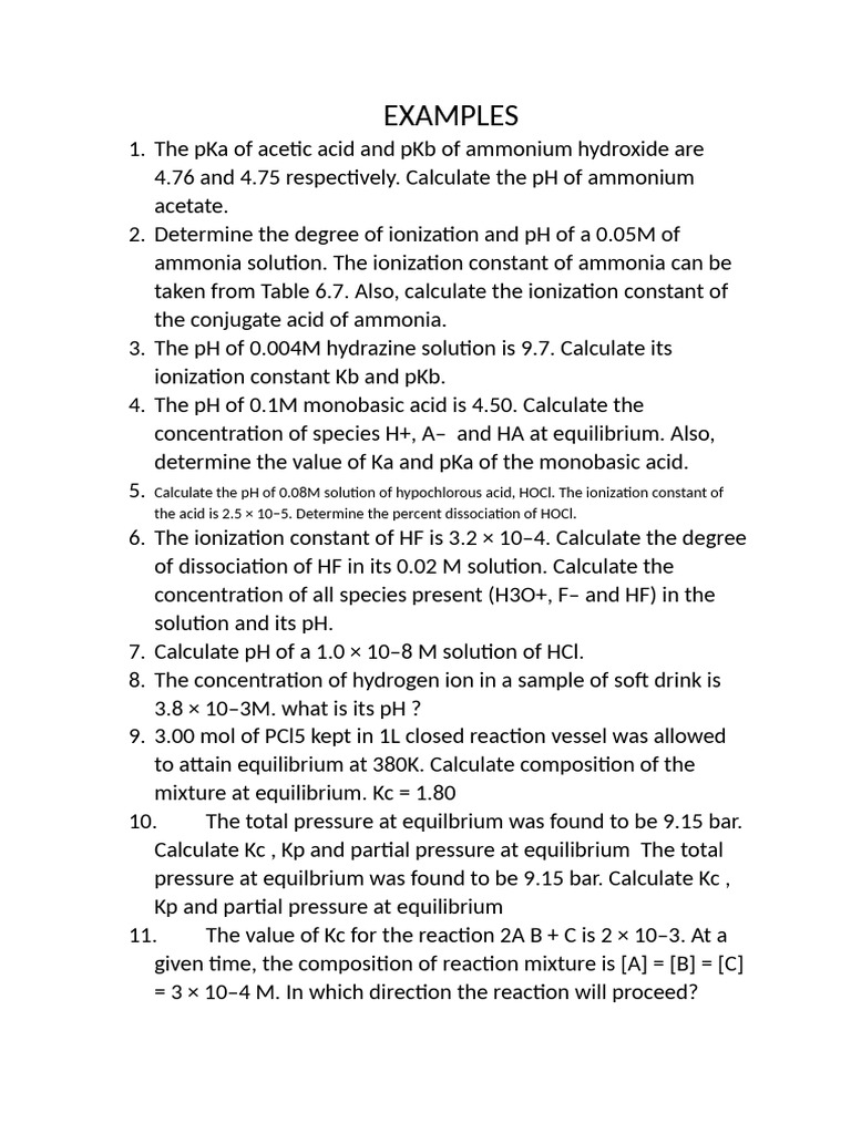Chem CH 6 Sums | PDF | Chemical Equilibrium | Acid Dissociation Constant
