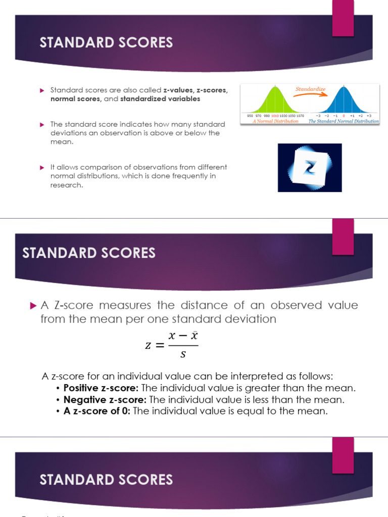 standard scores (mmw) | PDF | Standard Score | Mean