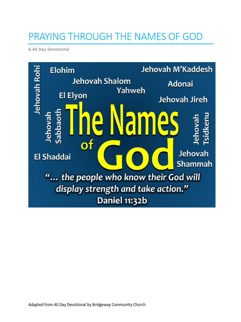40-Day Devotional: God's Names | PDF | Names Of God In Judaism | Glory ...