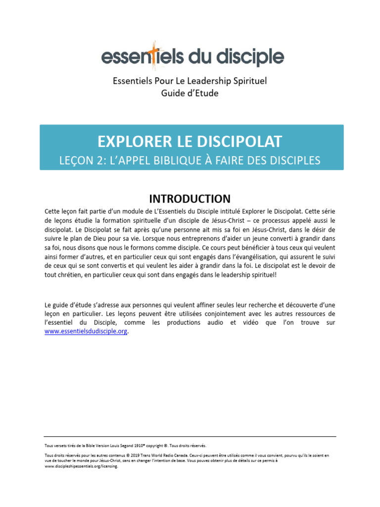 Appel Biblique au Discipolat | PDF | David | Bible