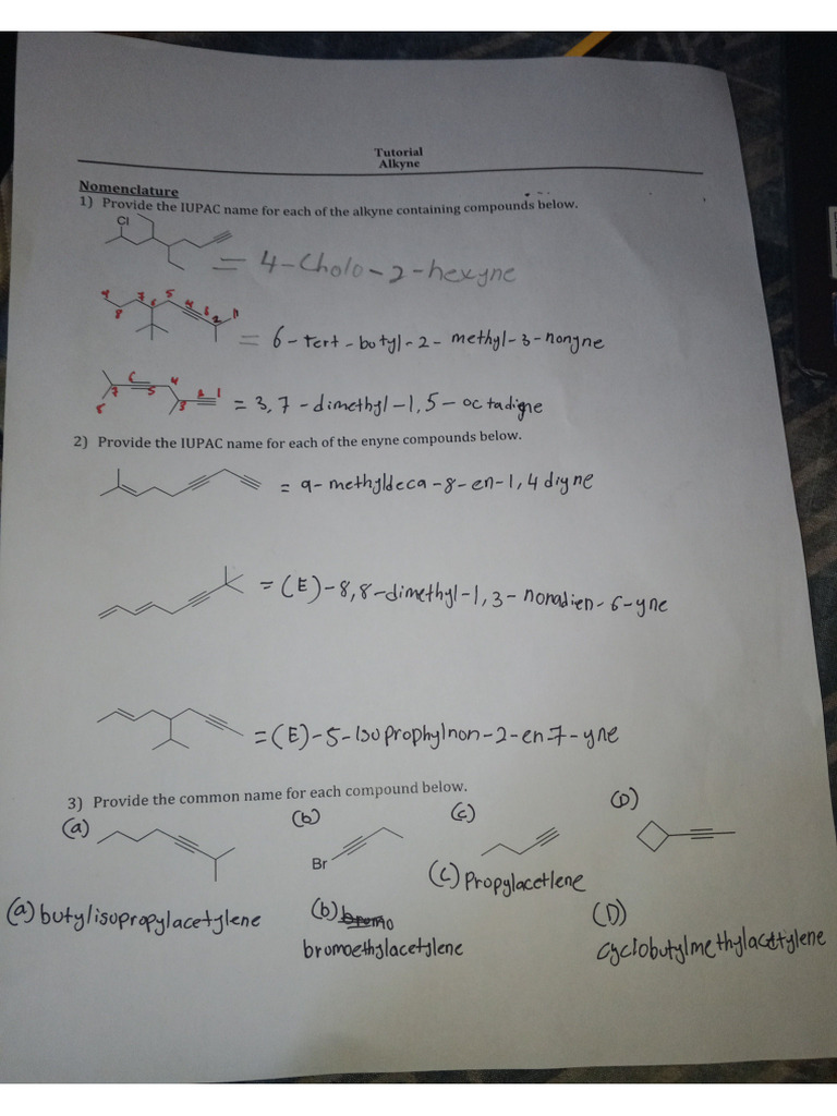 Tutorial Alkyne Answer | PDF