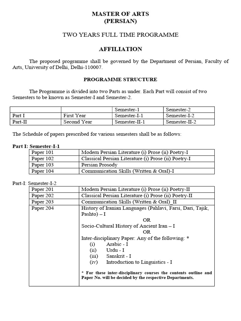 Naac - Du.ac - In:ssr2013-17:pdf:1.1.2 Syllabus Revision:1.1.2 Persian ...