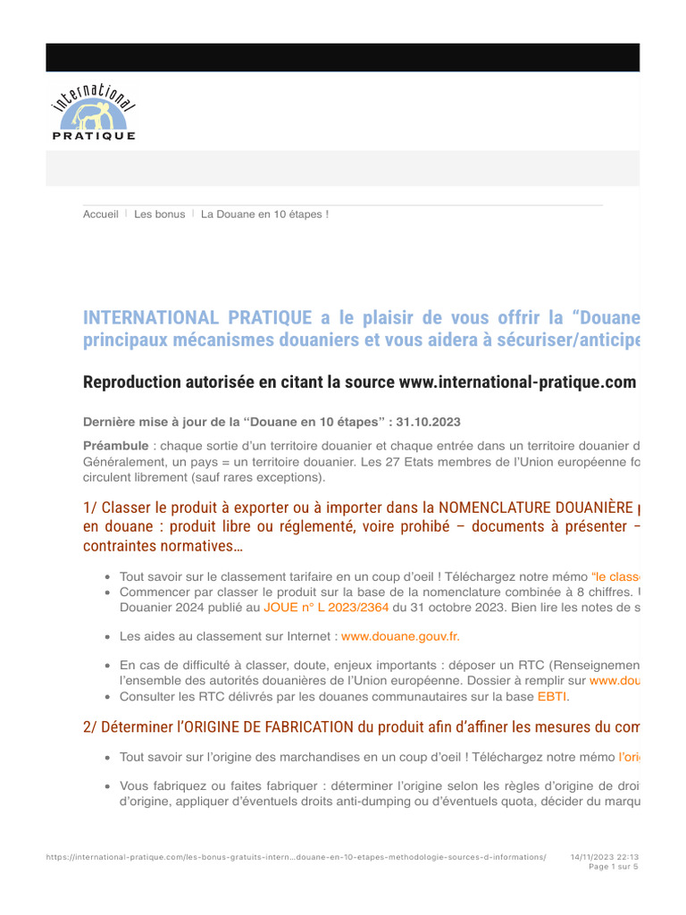 La Douane en 10 Étapes ! - International Pratique - Conseil - Formation ...