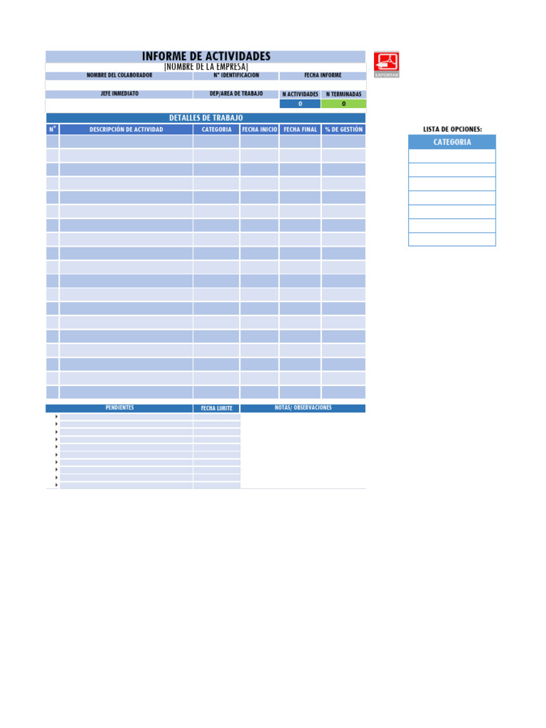 Modelo de Informe de Actividades | PDF
