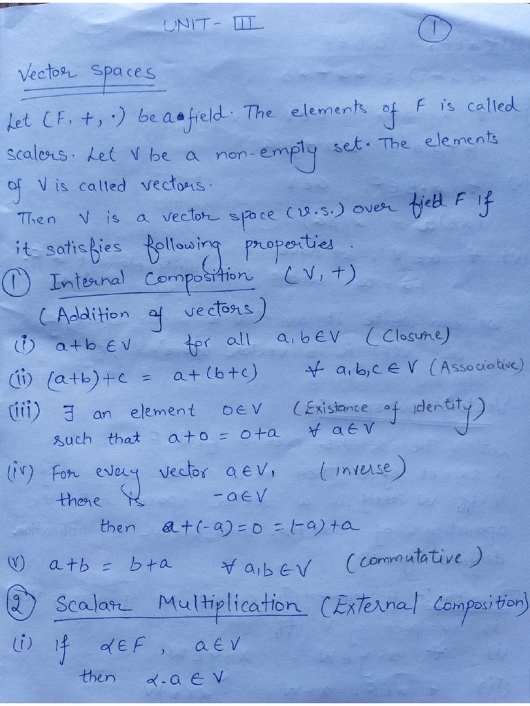 Vector Space Notes | PDF