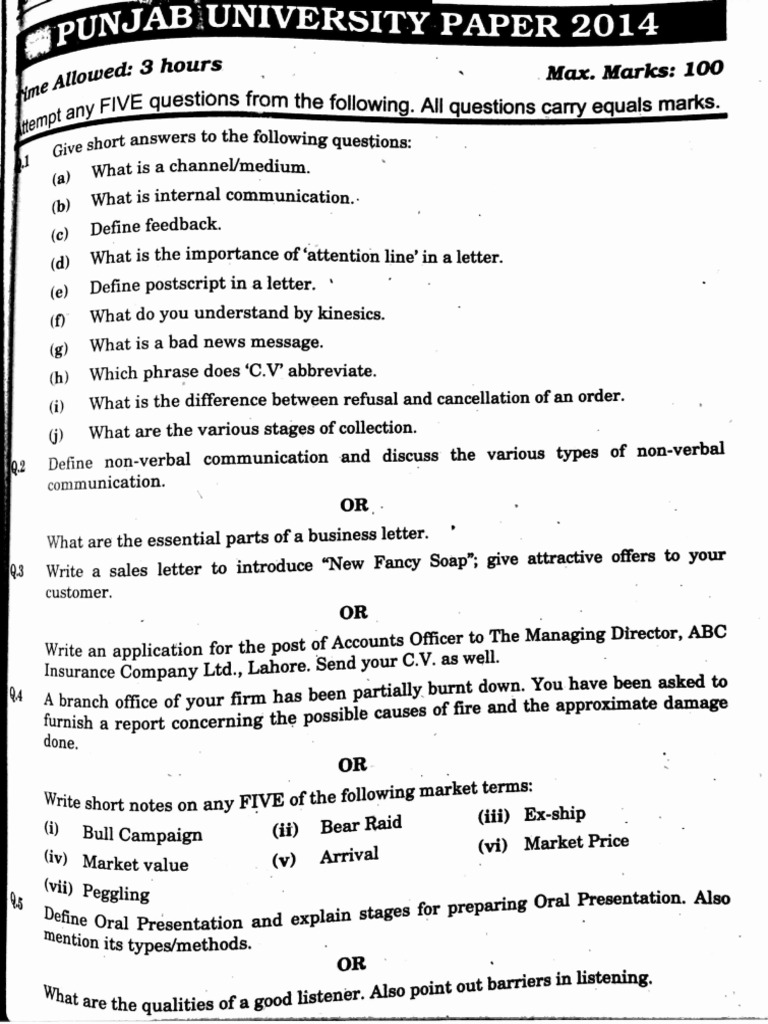 AAT Business Communication Past Papers | PDF